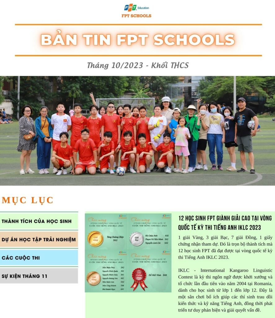 Khối THCS: Bản tin Phụ huynh tháng 10/2023 – Trường Tiểu học & THCS FPT ...