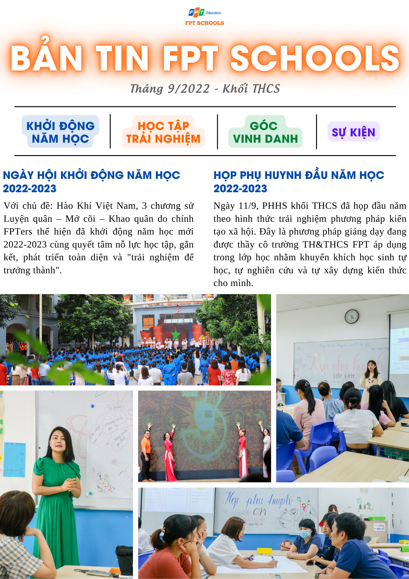 Khối THCS: Bản tin Phụ huynh tháng 9/2022 – Trường Tiểu học & THCS FPT Cầu Giấy